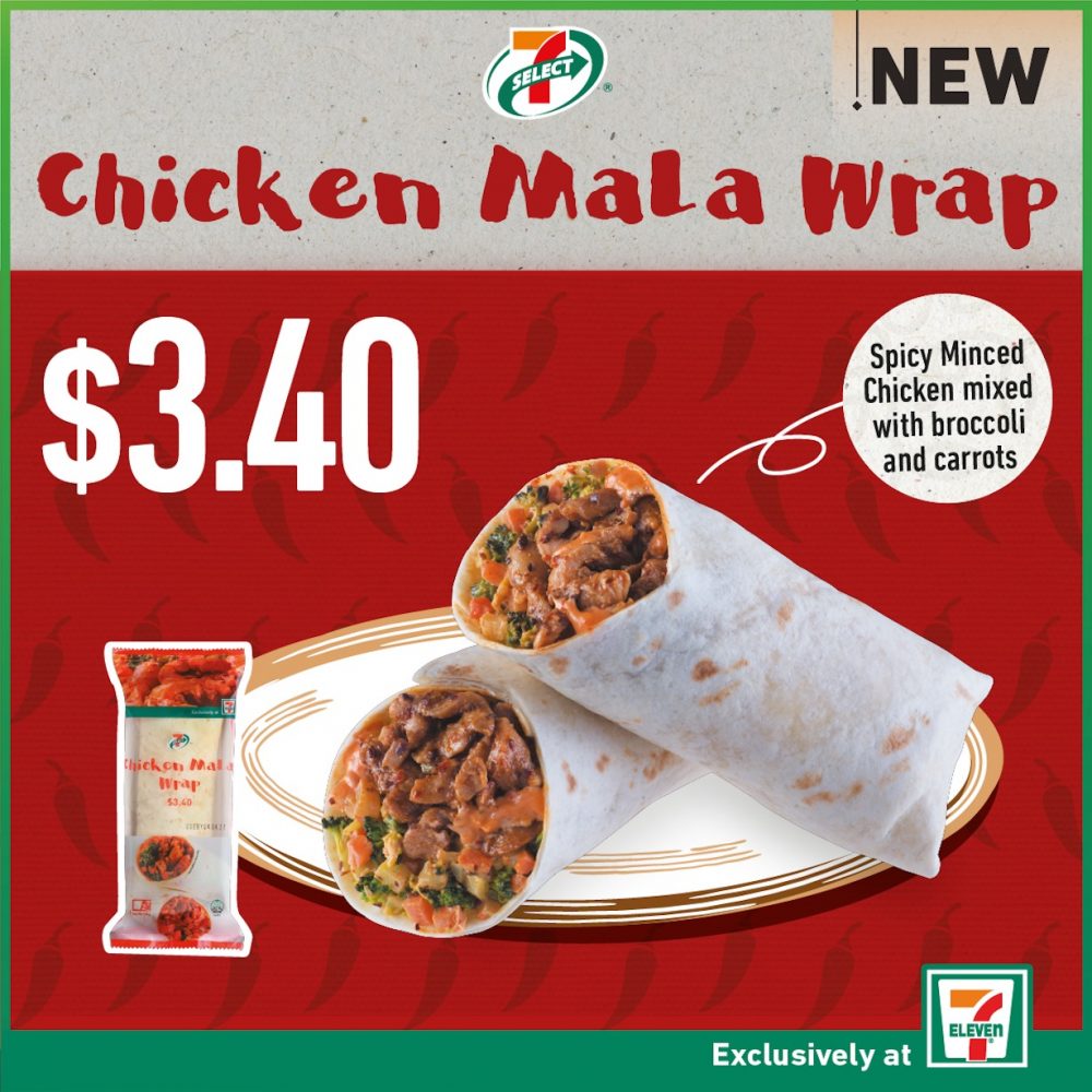7-Select Chicken Mala Wrap at 7-Eleven Singapore outlets - Mini Me Insights