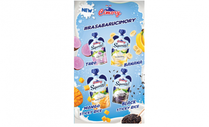 Cimory Squeeze yogurt drink has taro, banana, mango sticky rice and ...