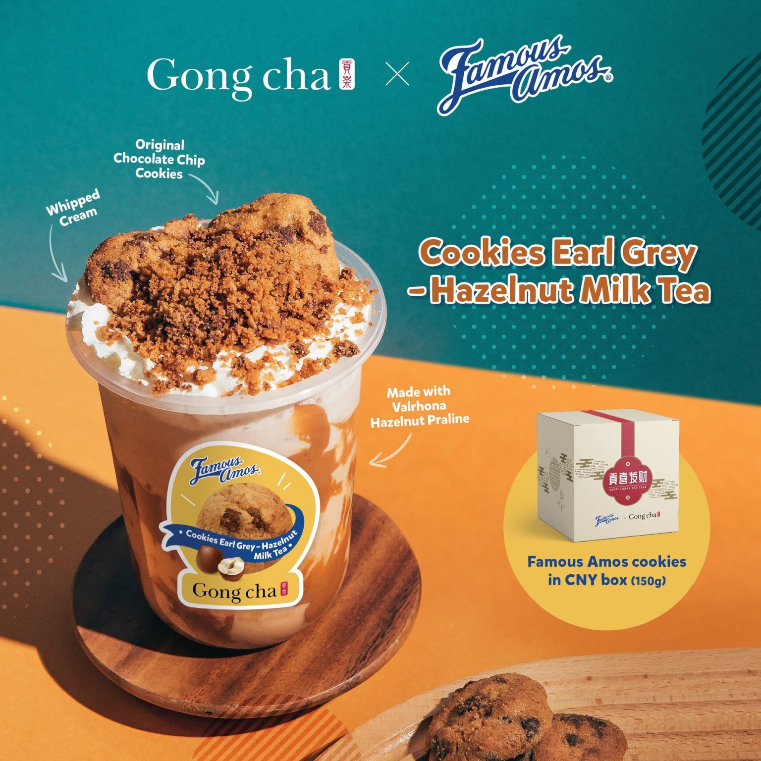 Gong Cha X Famous Amos With Cookies Early Grey Hazelnut Milk Tea Mini Gong Cha X Famous Amos With Cookies Early Grey Hazelnut Milk Tea Mini