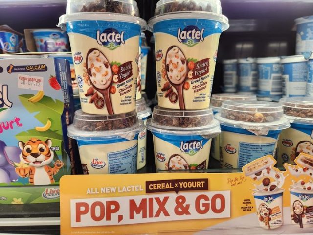 Lactel Snack Yogurt comes with pecan gula Melaka and chocolate hazelnut ...
