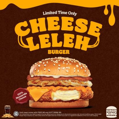 Burger King Cheese Leleh Burger comes with 100% melted mozzarella ...