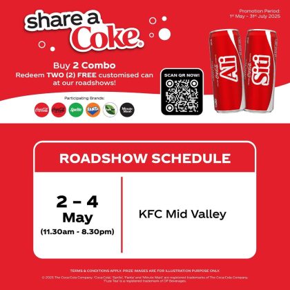 Coca-Cola brings Share A Coke campaign to Mid Valley KFC (2-4 May 2025 ...