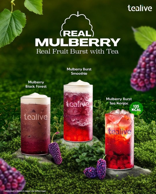 Real fruit burst with tea with Tealive latest Real Mulberry series ...